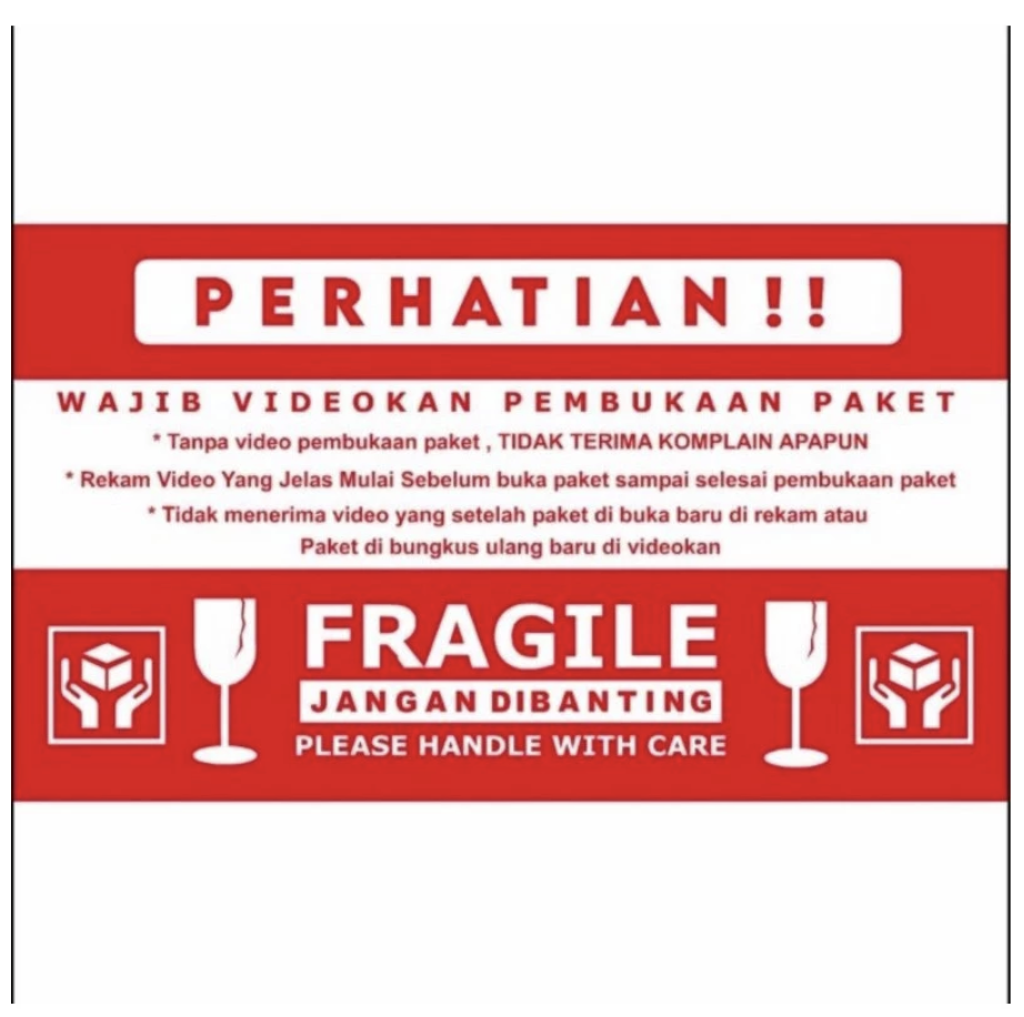 Jual STIKER FRAGILE VIDEO UNBOXING BESAR dengan Harga Terbai
