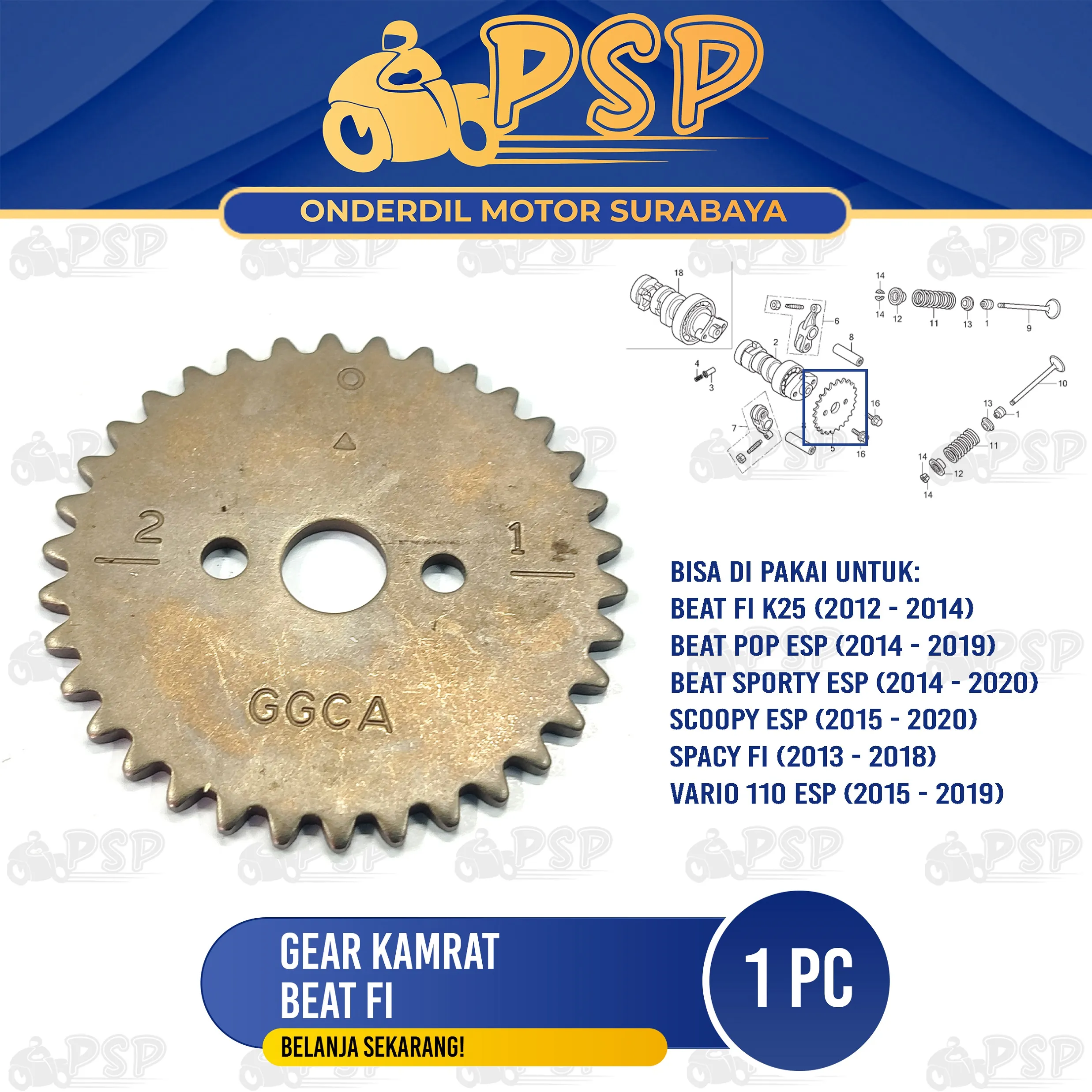 Jual Ger Kamrat Beat FI - Gear Gigi Sentrik Timing Rantai Ke