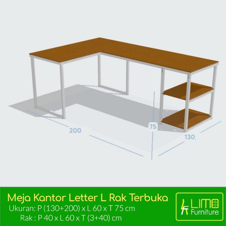 Jual Meja Kantor Letter L Rak Terbuka dengan Harga Terbaik