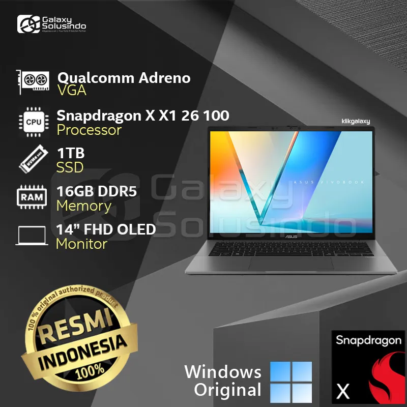 Jual ASUS Vivobook S 14 S3407QA-OLEDP111M Snapdragon X X1 26