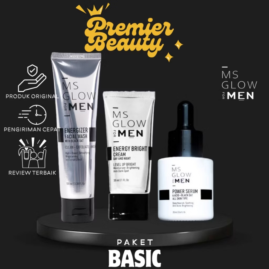 Jual MS GLOW FOR MEN PAKET BASIC WAJAH SKINCARE PRIA 150 ML
