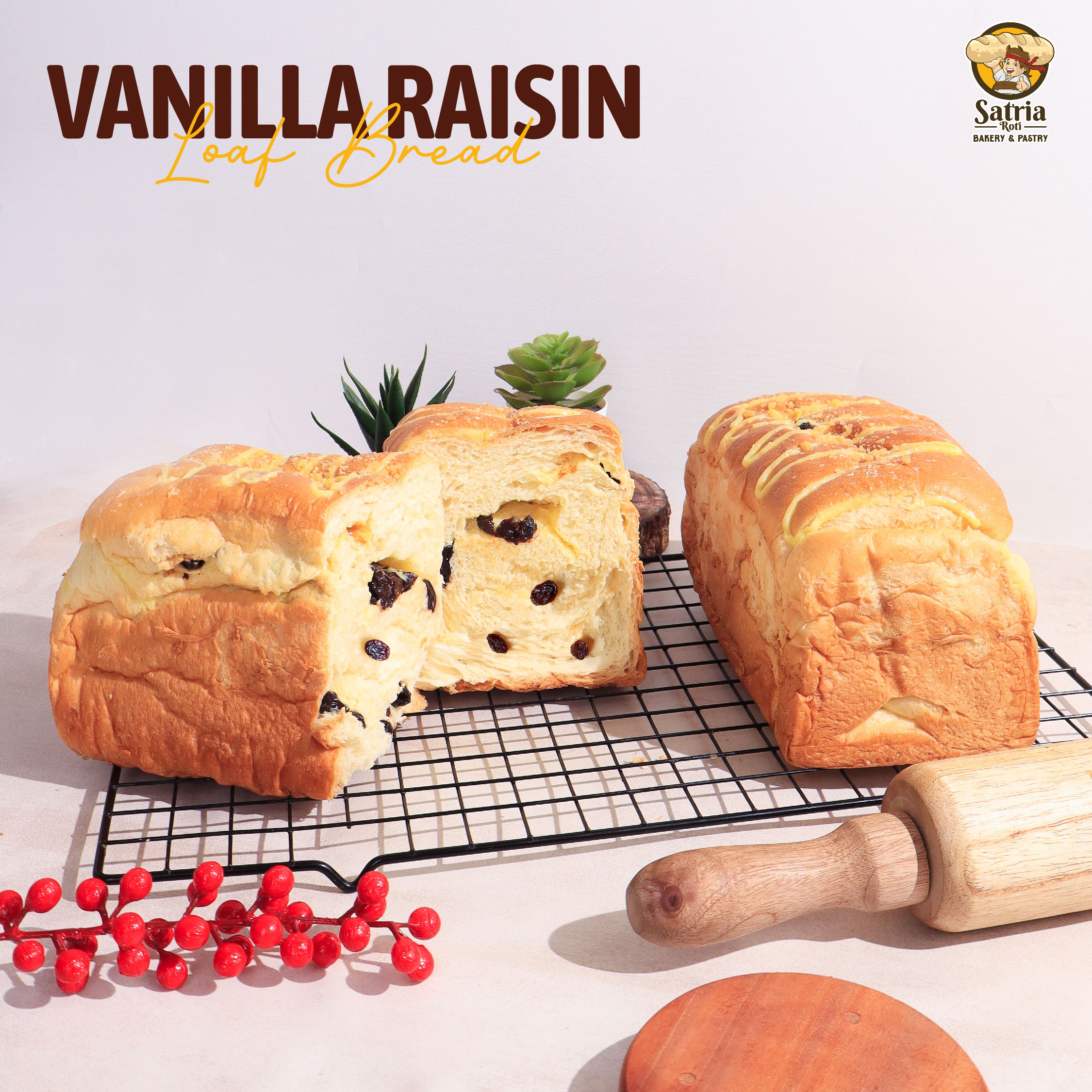 Jual [SATRIA ROTI] Vanilla Raisin Loaf Bread Roti Jumbo / Ro