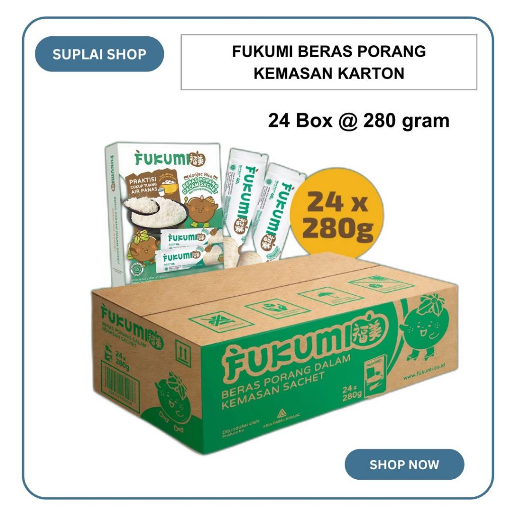 Jual BERAS PORANG FUKUMI INSTAN KONJAC RICE SACHET 1 KARTON