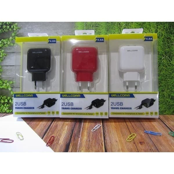 Jual Charger wellcomm 4.8A 2 usb port welcomm 100% original