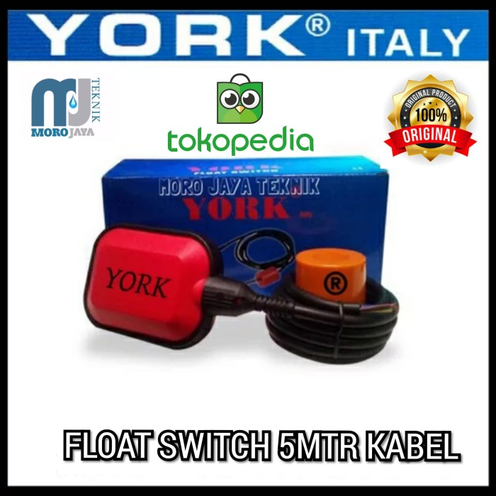 Jual FLOAT SWITCH YORK 5 MTR KABEL OTOMATIS POMPA CELUP DAN