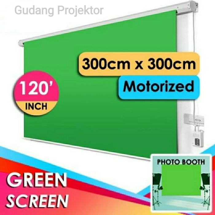 Jual Layar Green Screen Studio Motorized 120" Inch 3 Meter x