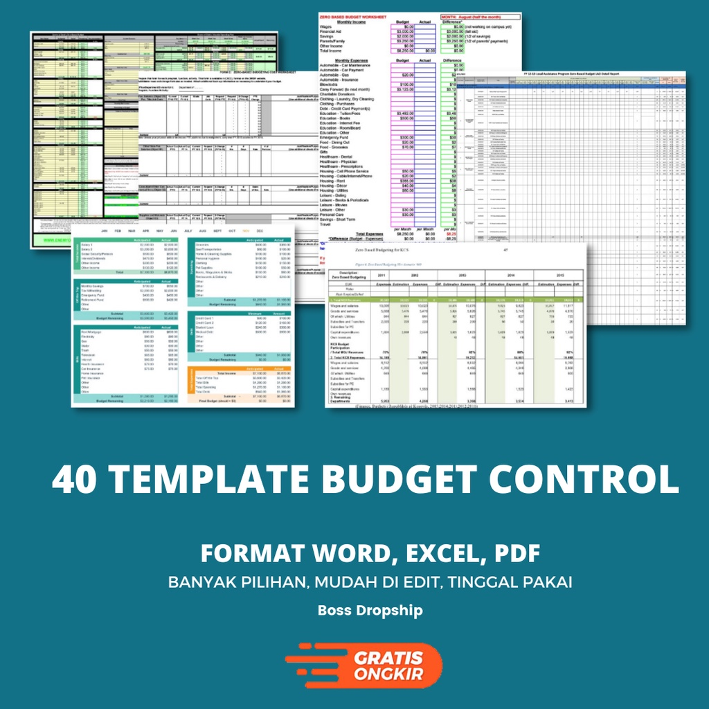 Jual 40 Template budget Control format Word Excel PDF siap p