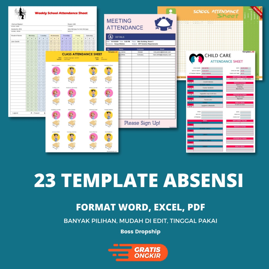 Jual 23 Form format daftar hadir karyawan, Form format absen