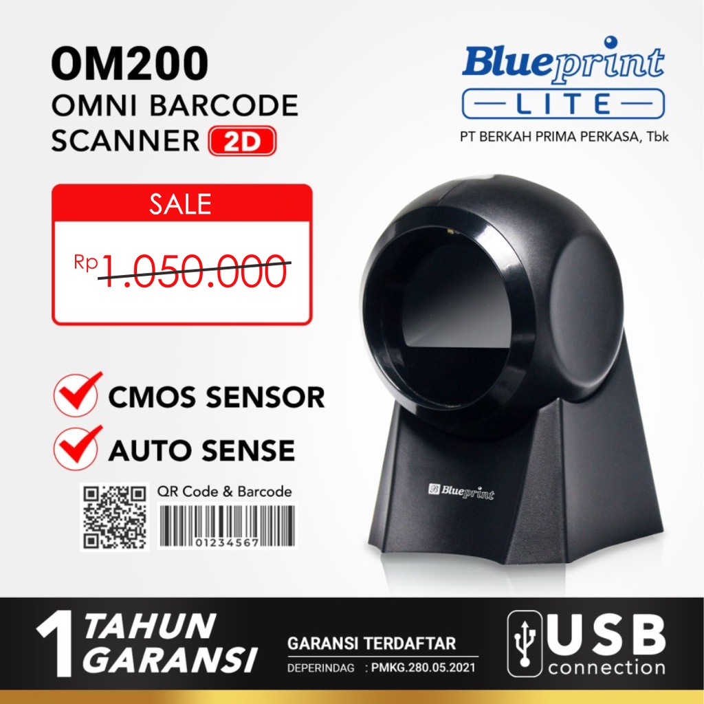 Jual Blueprint OM200 Omni Barcode Scanner 2D Auto Scan Barco