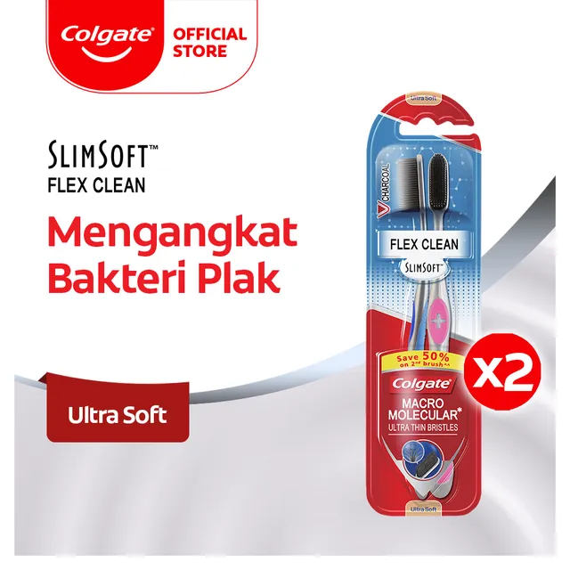 Jual COLGATE SLIMSOFT FLEX CLEAN CHARCOAL ULTRA SOFT TOOTHBR