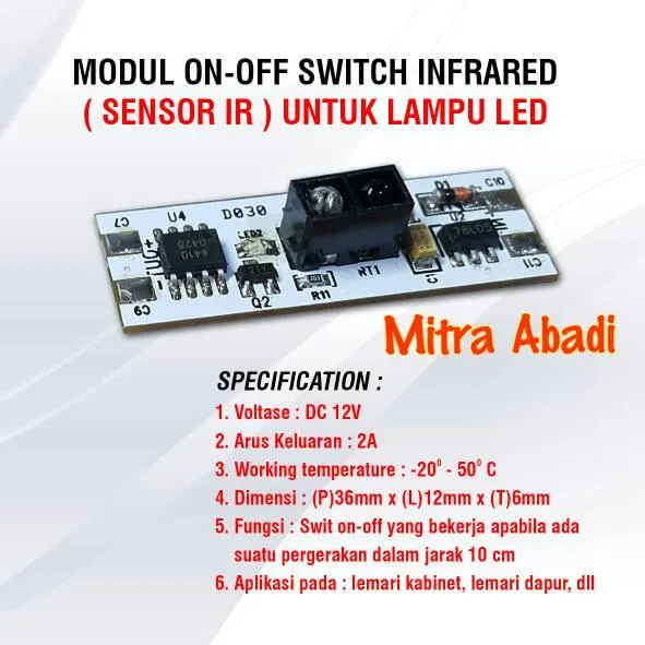 Jual Modul Sensor ON-OFF Switch INFRARED LED (Sensor IR) 2A