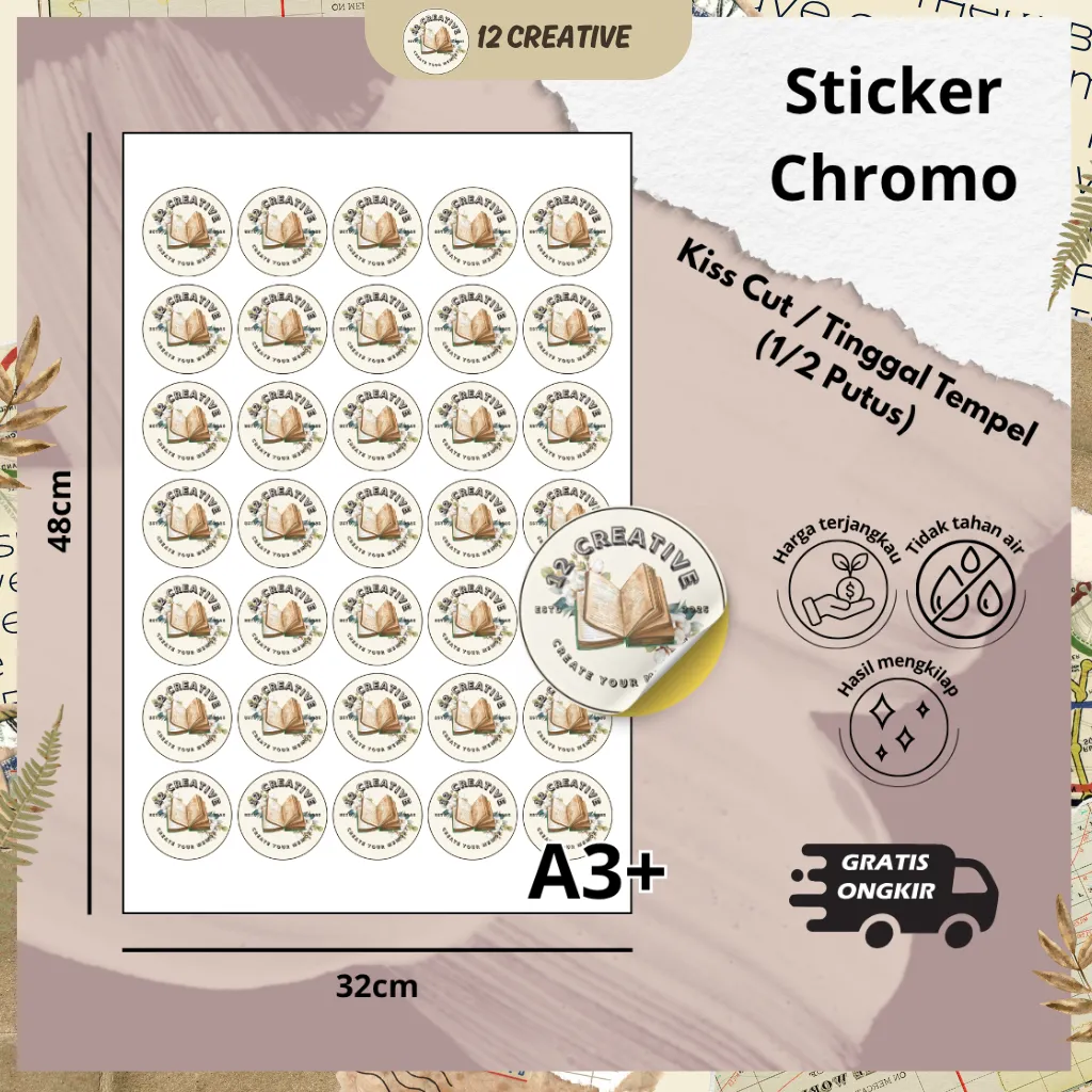 Jual [12 Creative] Cetak Stiker Chromo A3+ | Print Sticker L