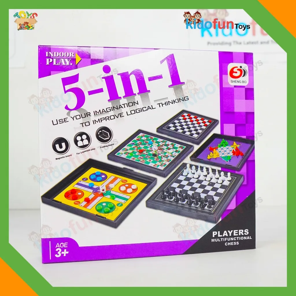 Jual Magnetic Board Games 5 in 1 Catur Ludo Ular Tangga Halm