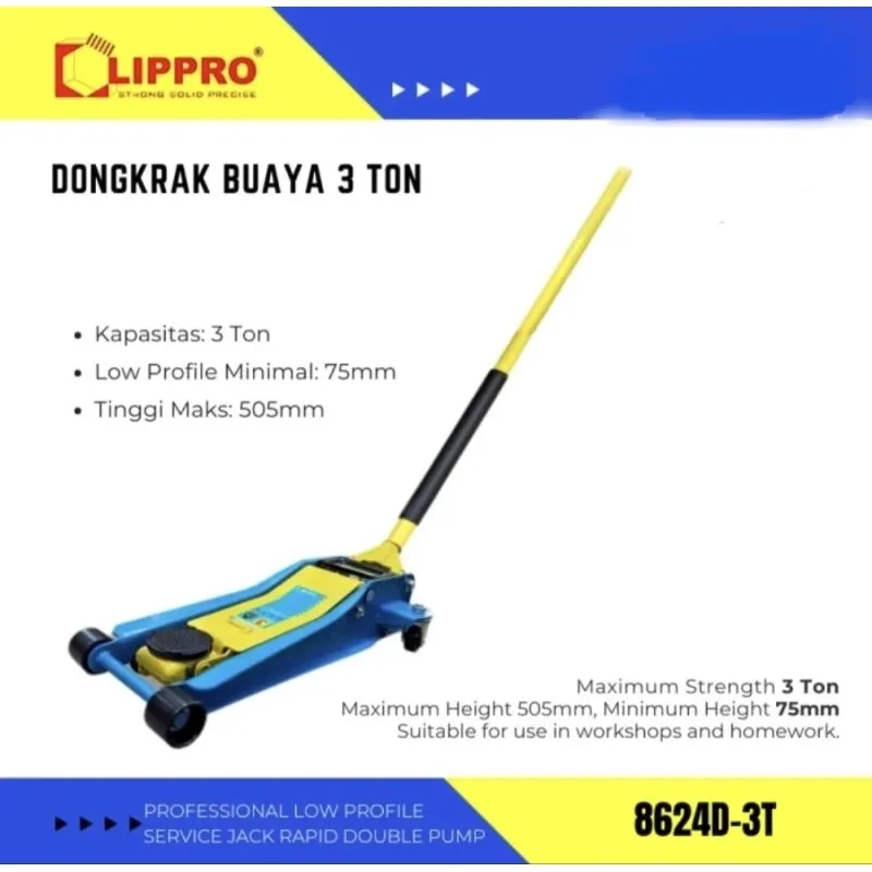 Jual Lippro Dongkrak Buaya Low Profile 3 Ton Double Pump 862