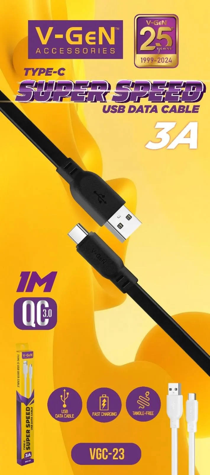 Jual Kabel Data USB Type C V-GeN VGC-23 Fast Charging QC3.0